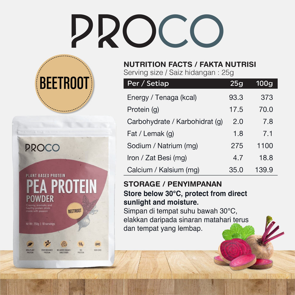 PROCO Pea Protein Beetroot 250g – ORGANIC FIELDS