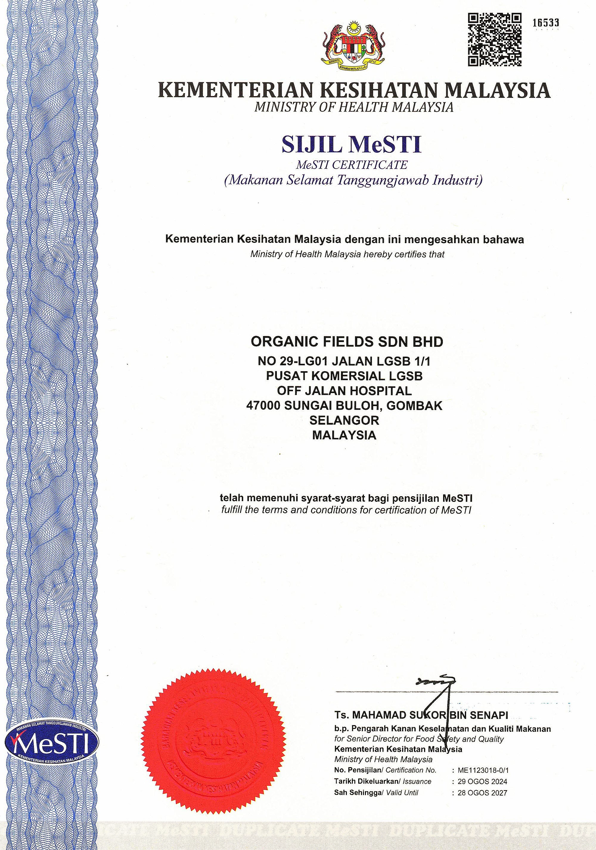 Certification – ORGANIC FIELDS