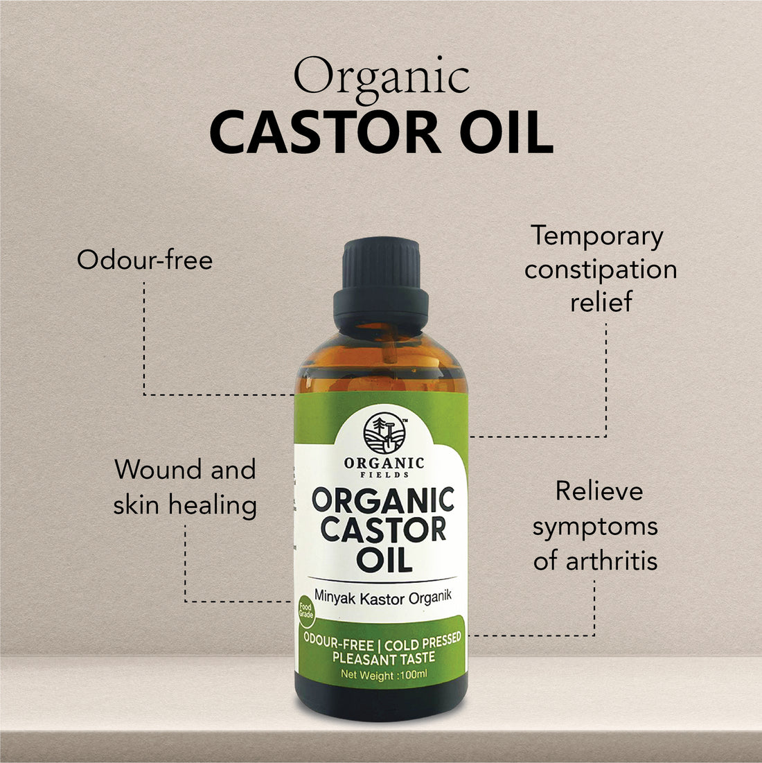 Organic Castor Oil 100ml – ORGANIC FIELDS