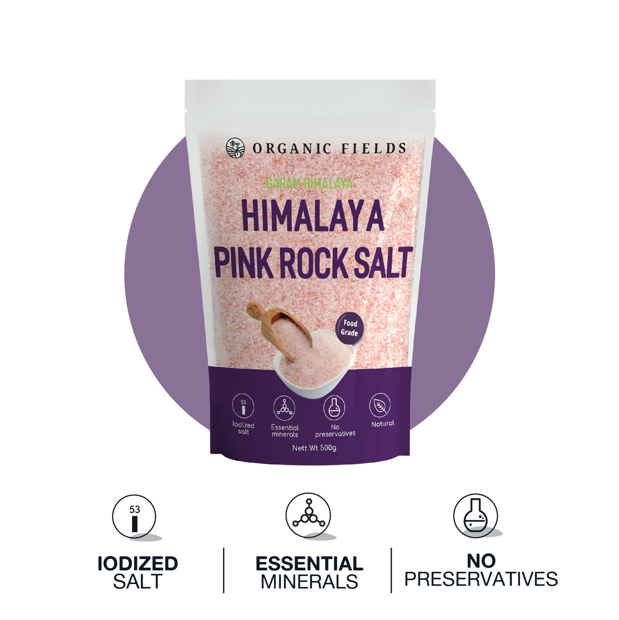 ORGANIC FIELDS Himalaya Pink Rock Salt 500g