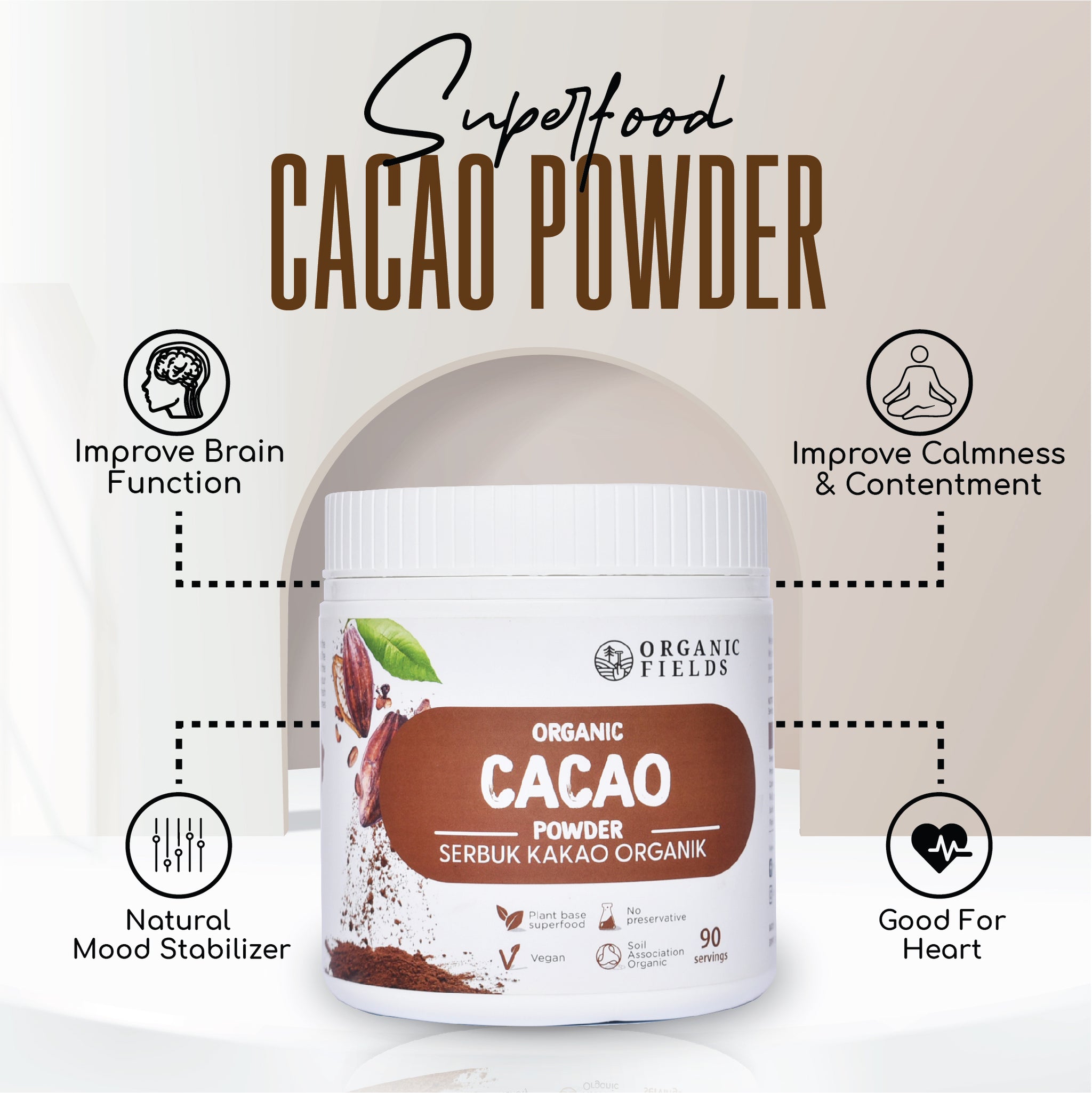 Organic Cacao Powder 180gm – ORGANIC FIELDS
