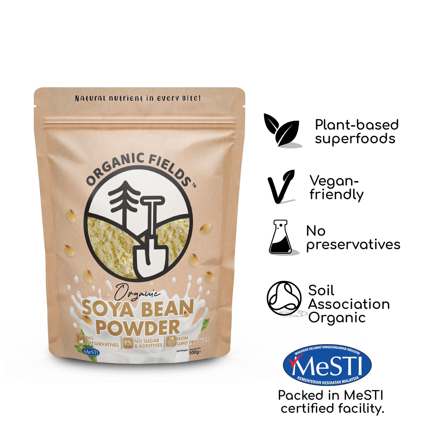 ORGANIC FIELDS Organic Soya Bean Powder 500g